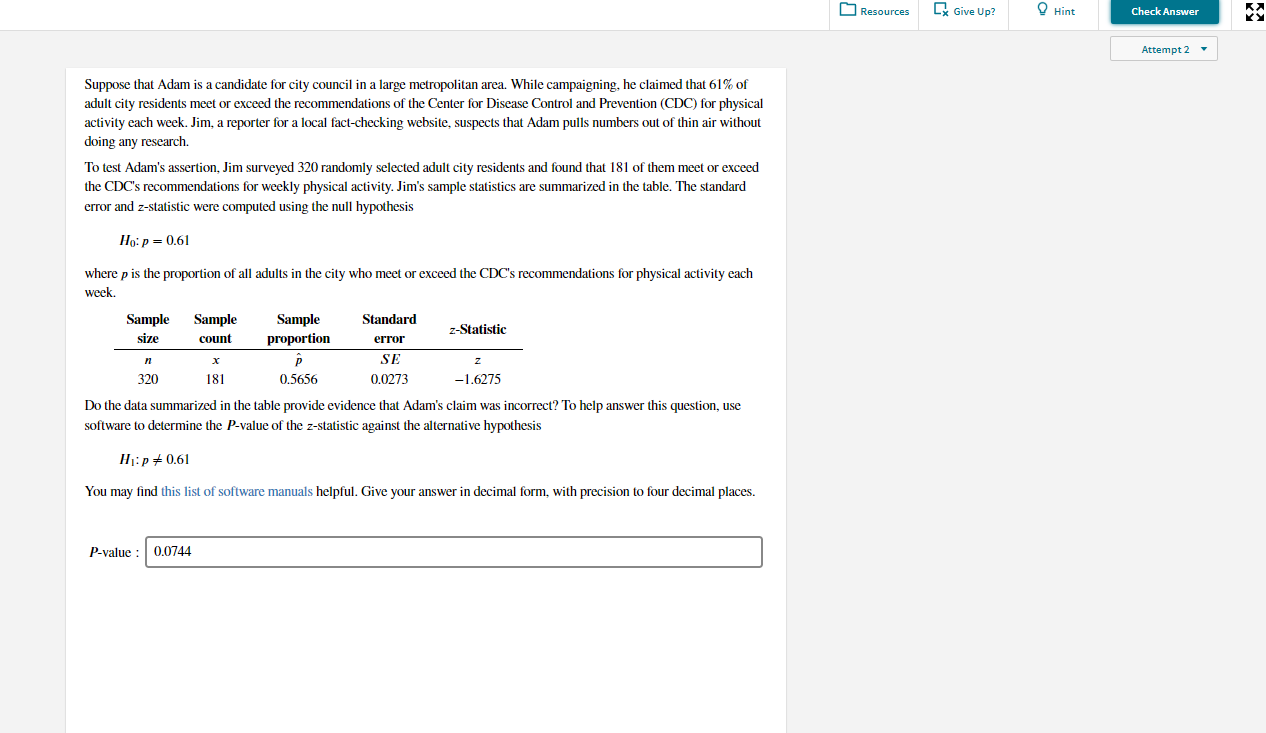 Solved Resources Ex Give Up? Hint Check Answer Attempt 2 - | Chegg.com