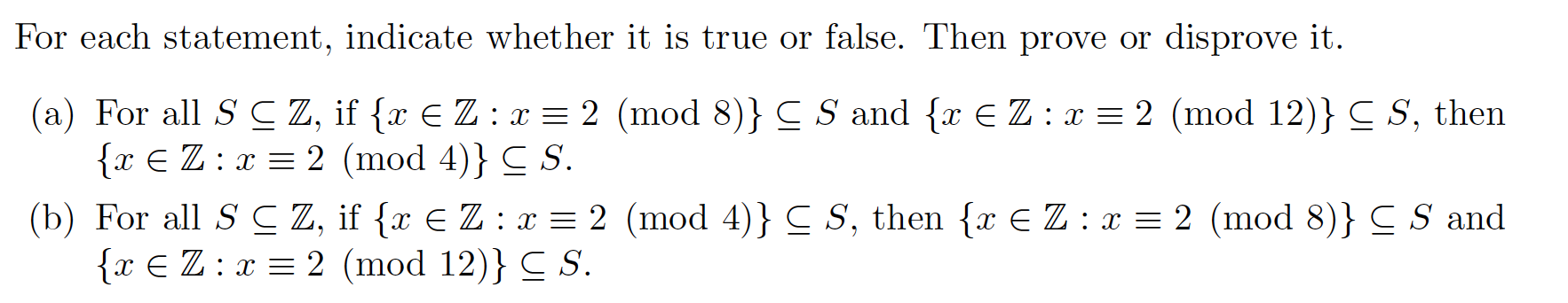 Solved For each statement, indicate whether it is true or | Chegg.com