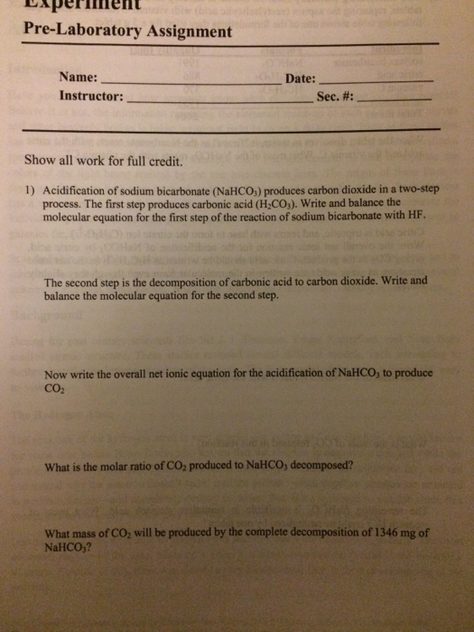 Solved Pre-Laboratory Assignment Name: Date Instructor: Sec. | Chegg.com
