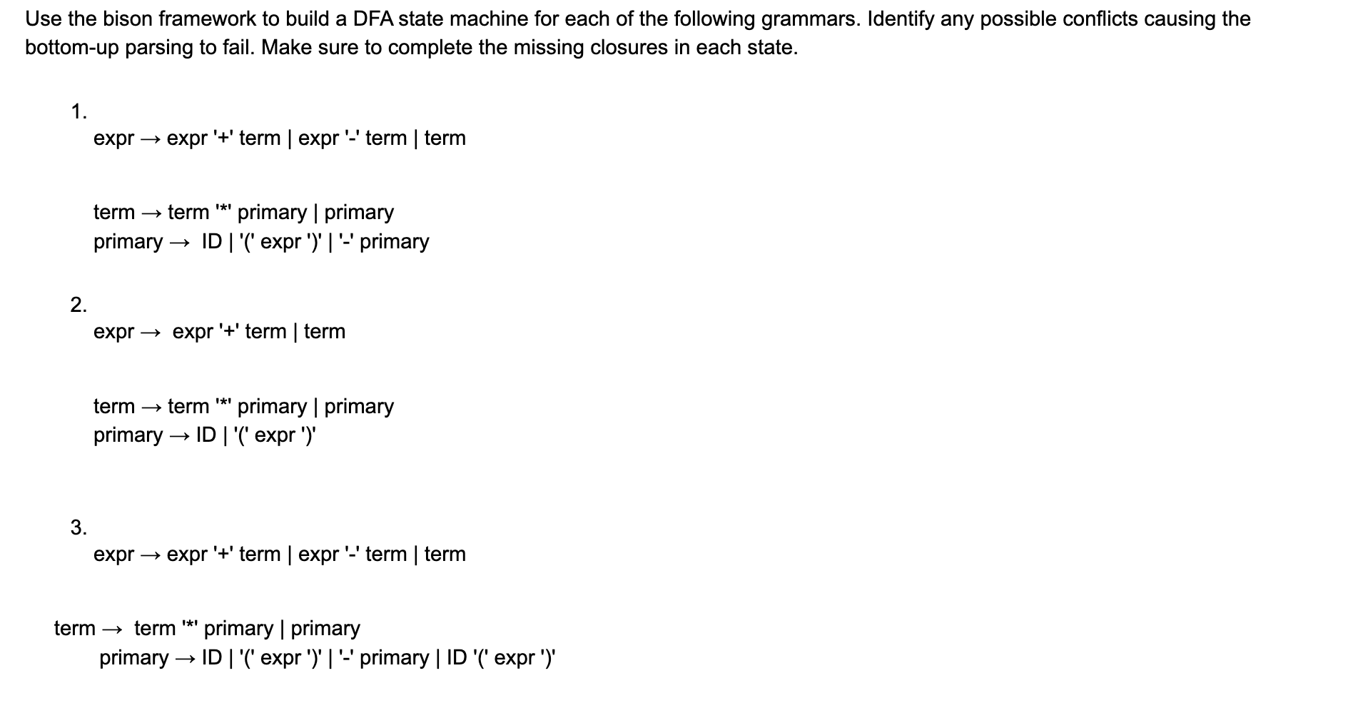 Solved Use the bison framework to build a DFA state machine | Chegg.com