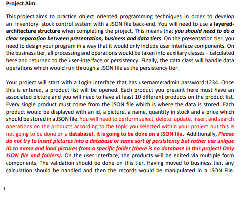 Project Aim: This project aims to practice object | Chegg.com