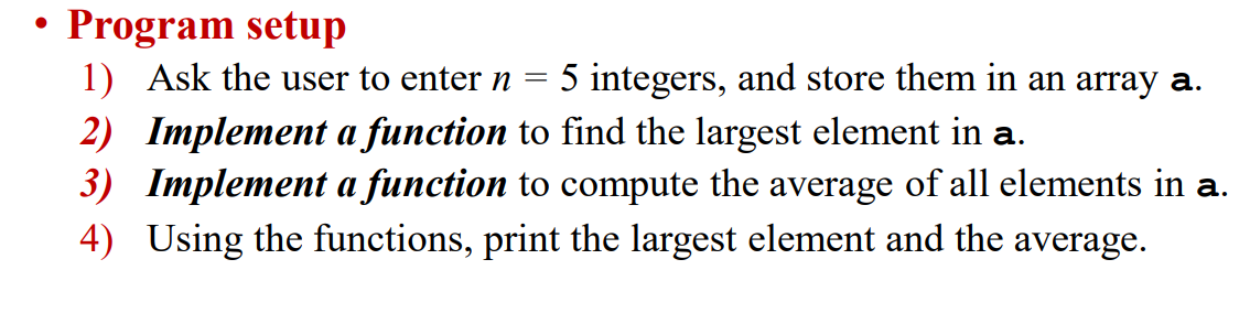 Solved . Problem : Maximum and average - Array Assume that n | Chegg.com