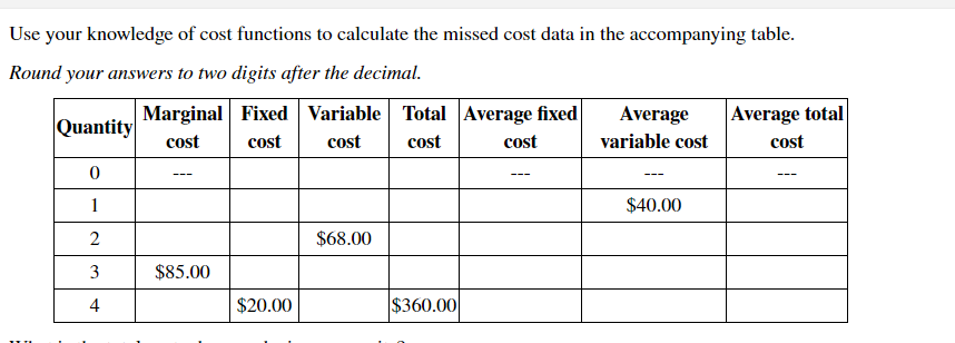 Solved What is the average total cost when producing three | Chegg.com