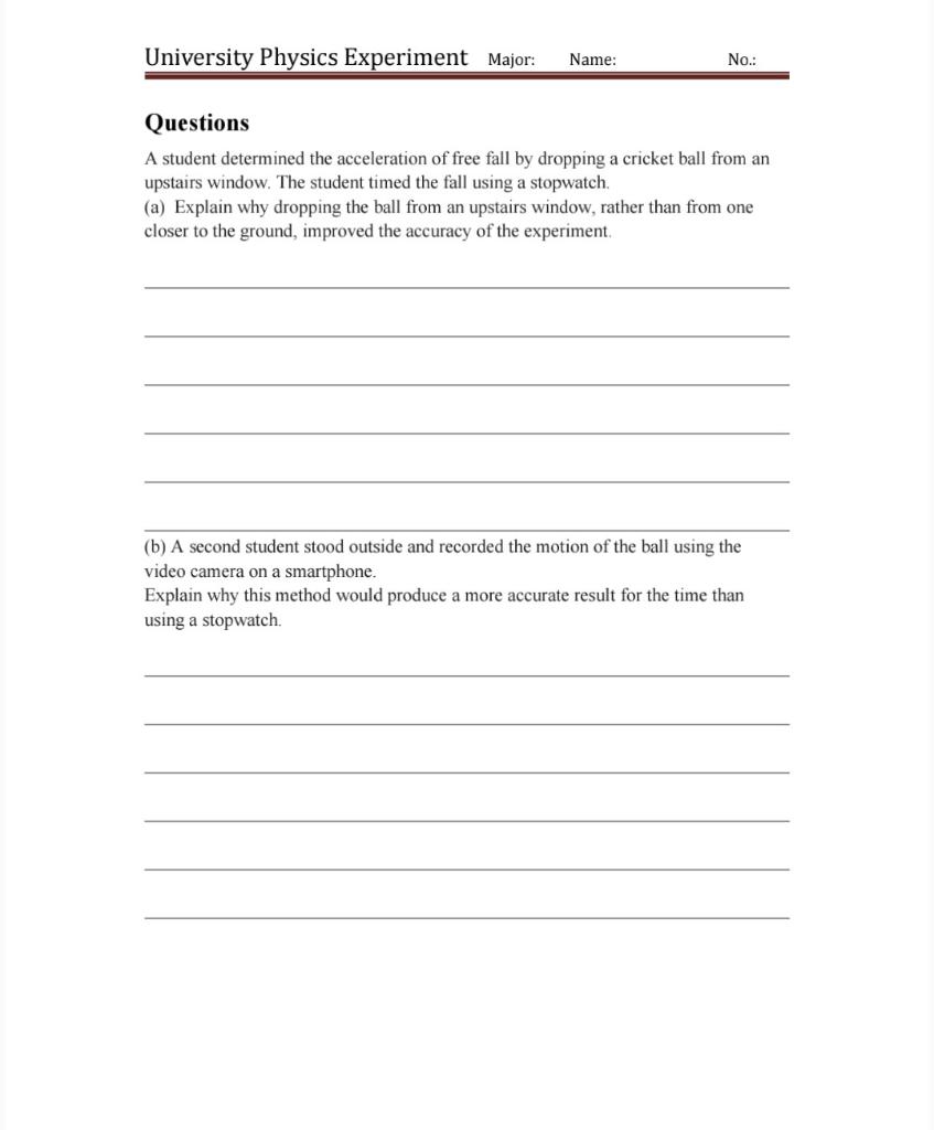 Solved Question 5: physics experiment lab report, | Chegg.com