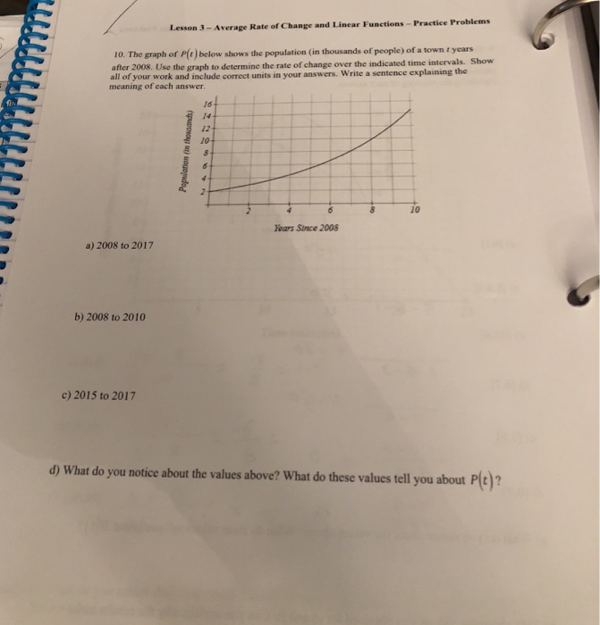 Solved Lesson 3 - Average Rate of Change and Linear | Chegg.com