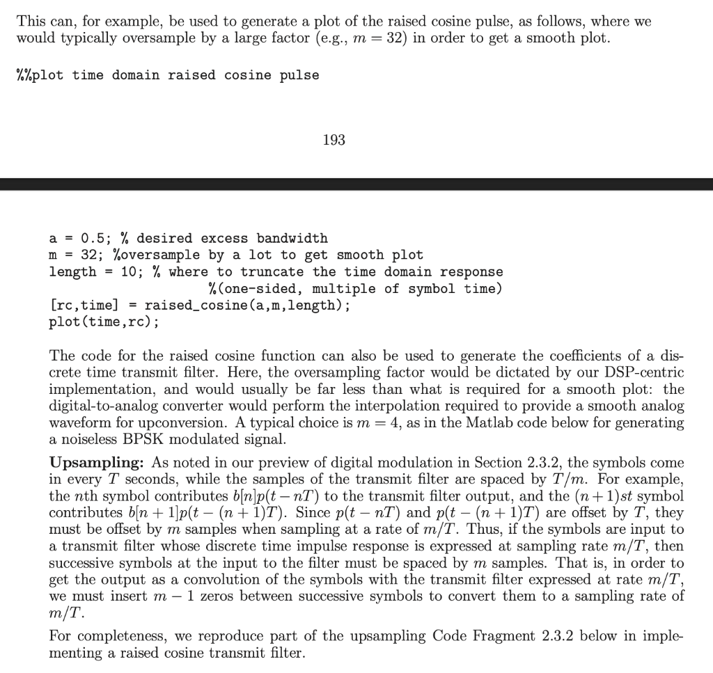Solved Problem 4.12 (Software exercise for the raised cosine | Chegg.com