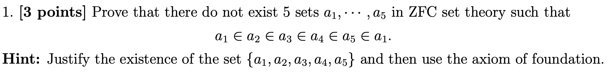 Solved 1. [3 points] Prove that there do not exist 5 sets | Chegg.com