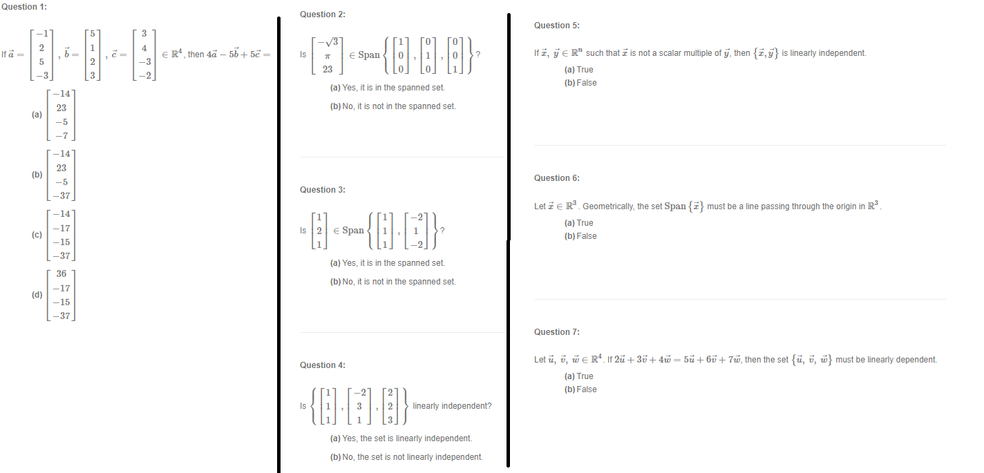 Solved Question 1: Question 2: Question 5: 3 V3 1 4 If a 2 5 | Chegg.com