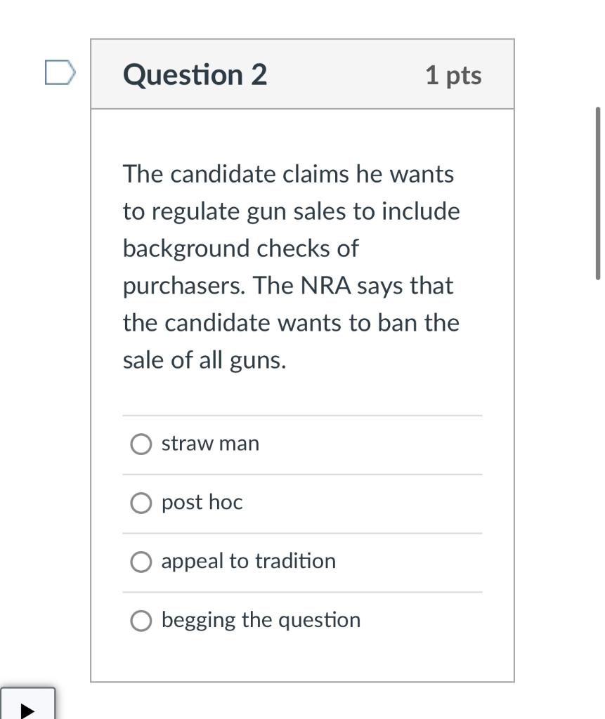 Solved What type of logical fallacy is each of the following | Chegg.com