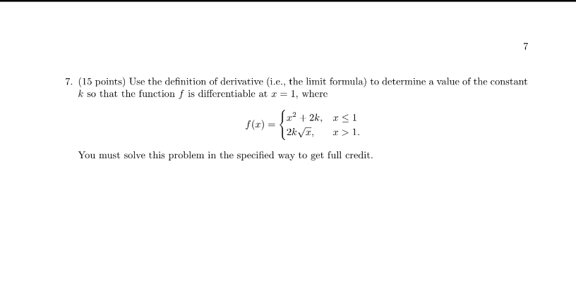 Solved 7. (15 points) Use the definition of derivative | Chegg.com Solved 7. (15 points) Use the definition of derivative | Chegg.com