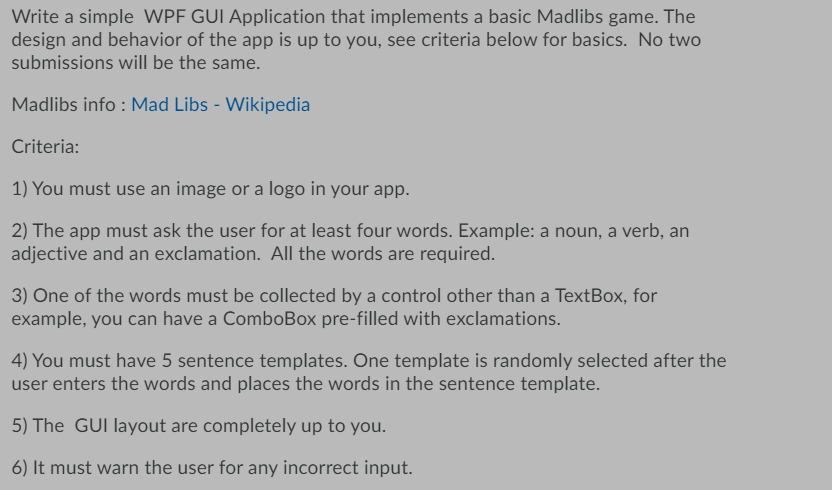 Write a simple WPF GUI Application that implements a | Chegg.com