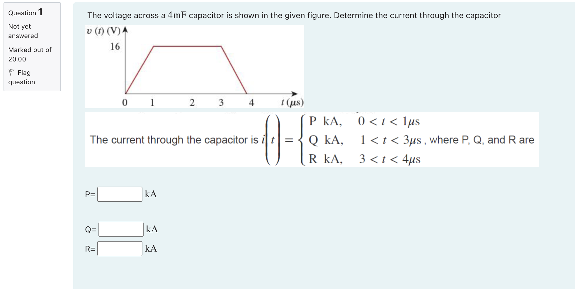 Solved Question 1 Not yet answered The voltage across a 4mF | Chegg.com