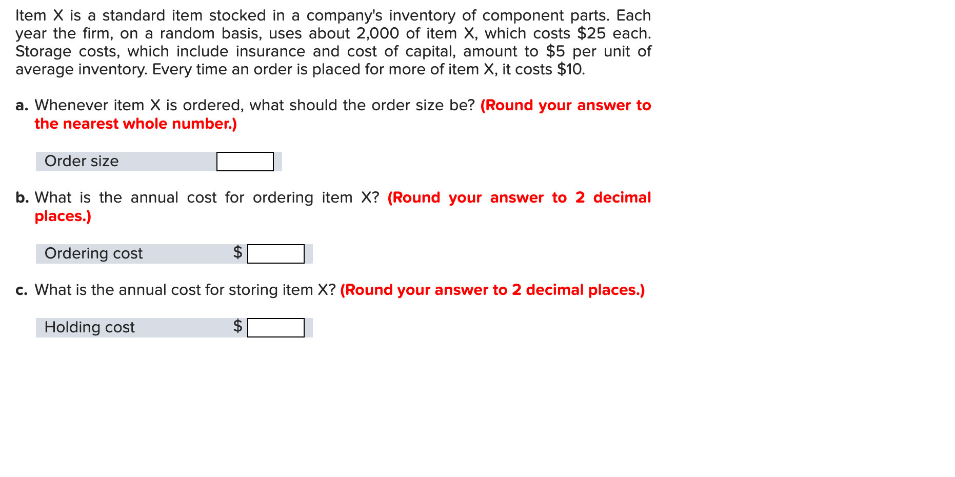Solved Item X is a standard item stocked in a company's | Chegg.com