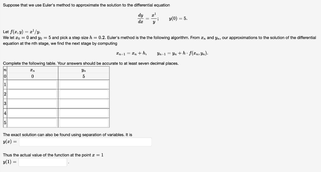 Solved Suppose That We Use Eulers Method To Approx 