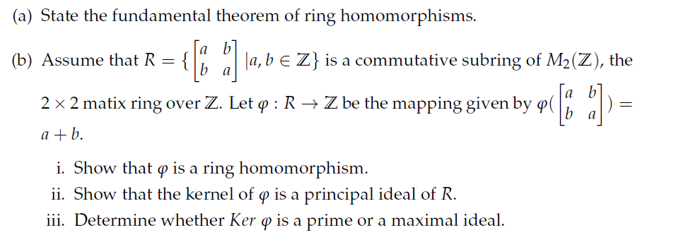 Solved (a) State the fundamental theorem of ring | Chegg.com