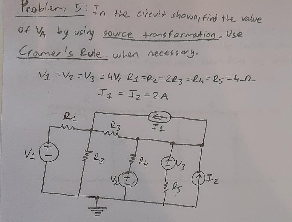Solved Problem 5: In the circuit shown, find the value of VA | Chegg.com