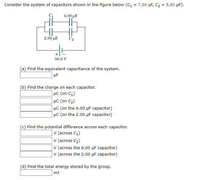 Solved Consider the system of capacitors shown in the figure | Chegg.com