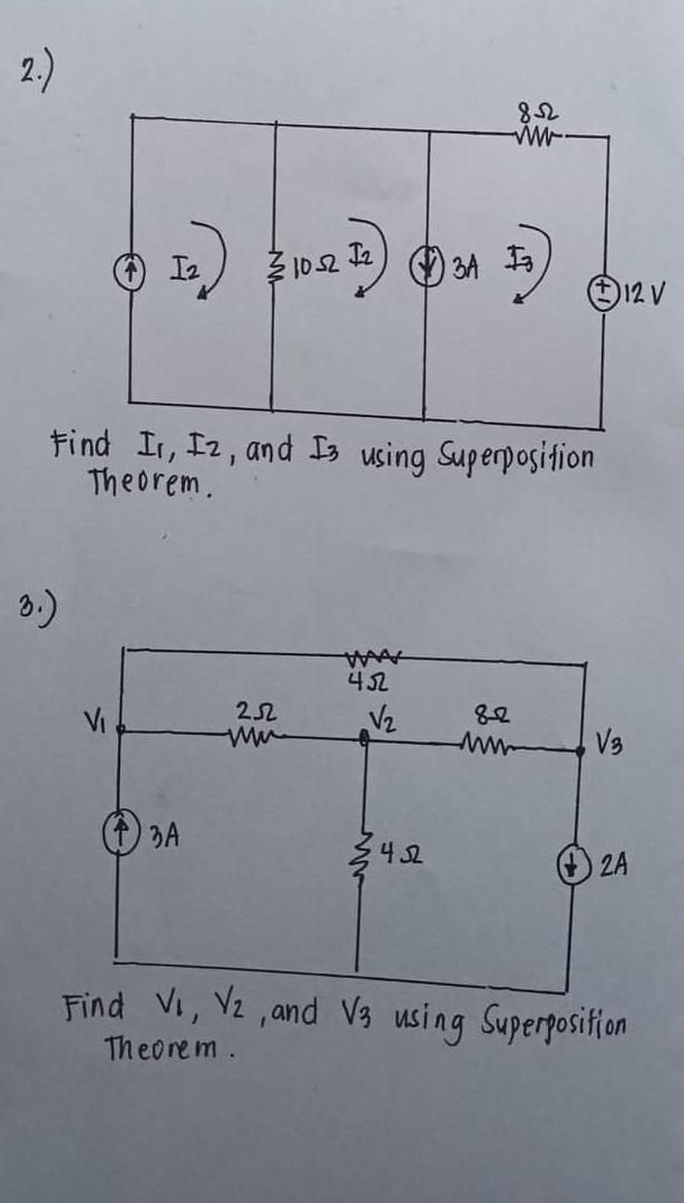 Solved Find I1,I2, and I3 using Superposition Theorem. Find | Chegg.com