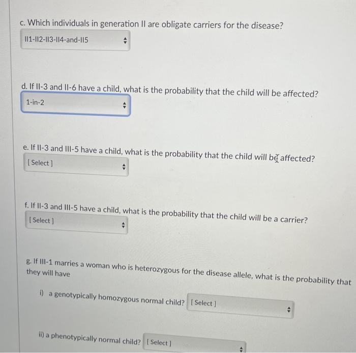 Solved c. Which individuals in generation II are obligate | Chegg.com