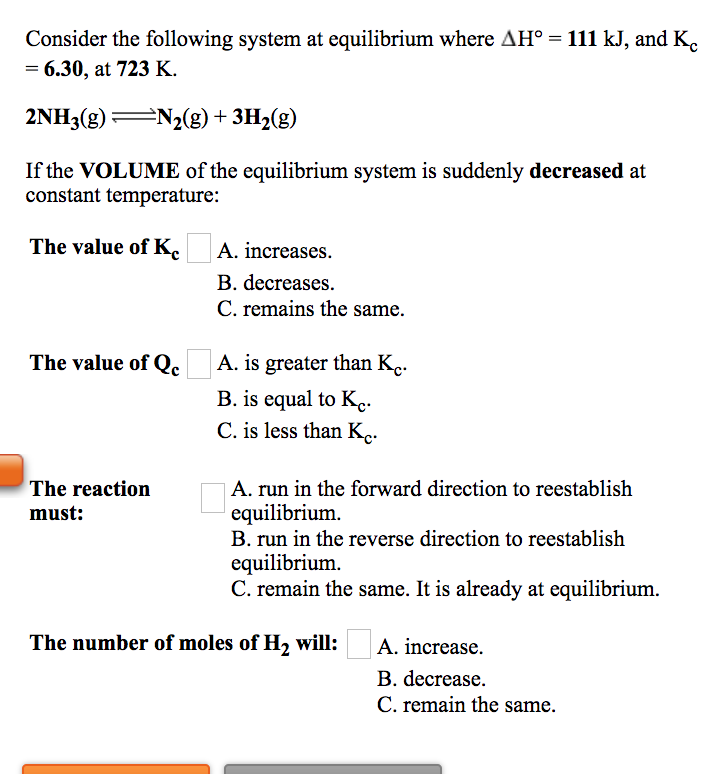 Solved Consider the following system at equilibrium where | Chegg.com