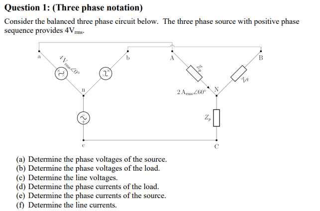 Solved Question 1: (Three phase notation) Consider the | Chegg.com