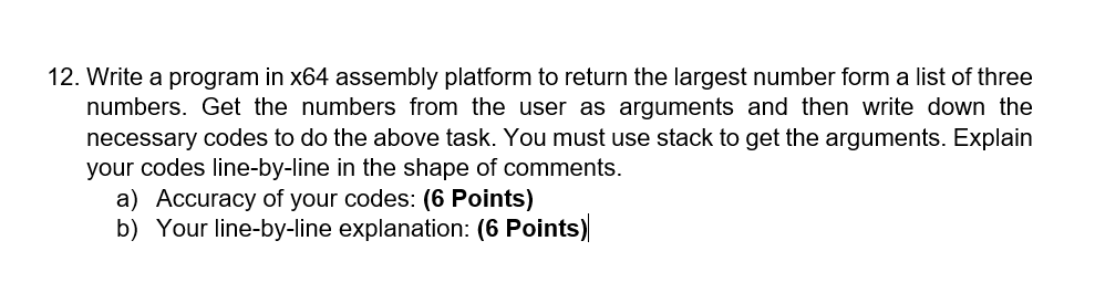 Solved 12. Write a program in x64 assembly platform to | Chegg.com