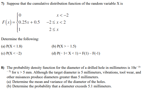 Solved 7 Suppose That The Cumulative Distribution Function