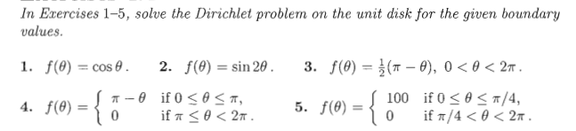 In Exercises 1-5, solve the Dirichlet problem on the | Chegg.com