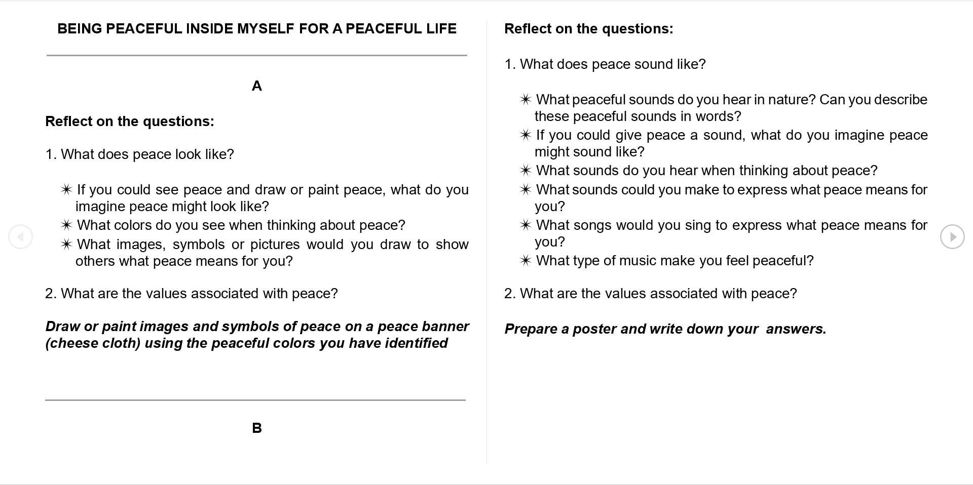 BEING PEACEFUL INSIDE MYSELF FOR A PEACEFUL LIFE A | Chegg.com
