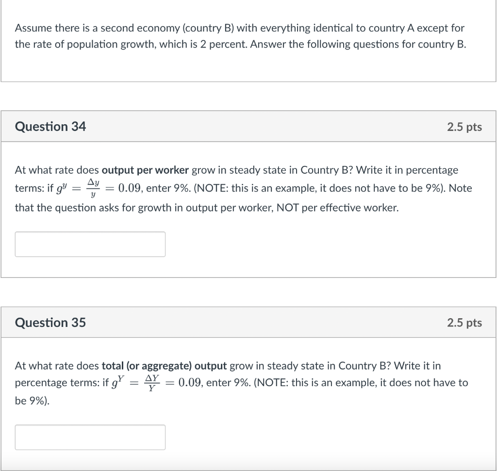 Solved Problem 5: Growth Theory An economy (country A) has a | Chegg.com
