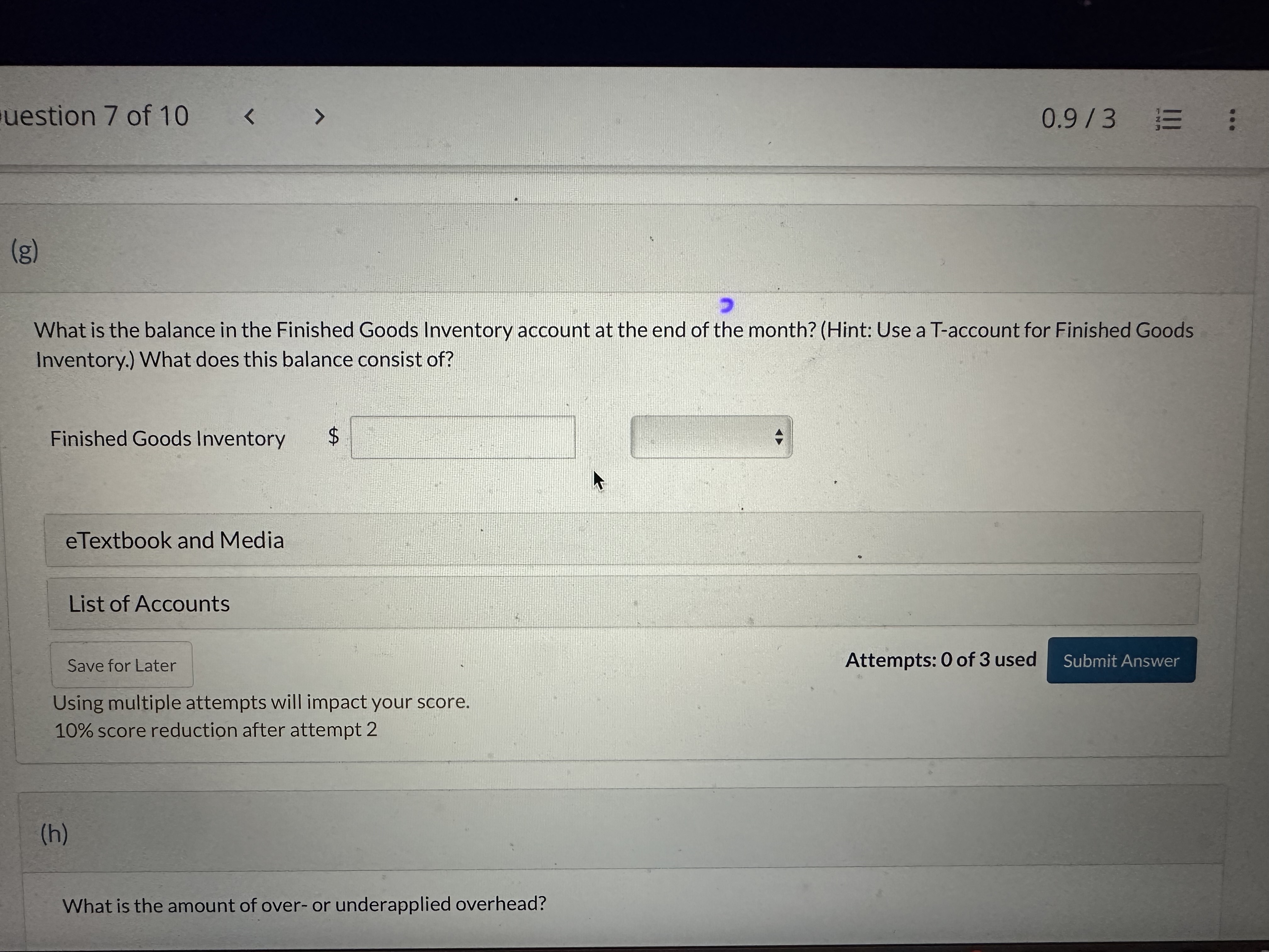 What is the balance in the Finished Goods Inventory | Chegg.com