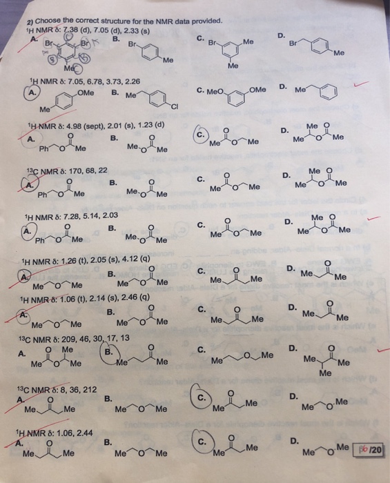Solved 2) Choose the correct structure for the NMR data | Chegg.com