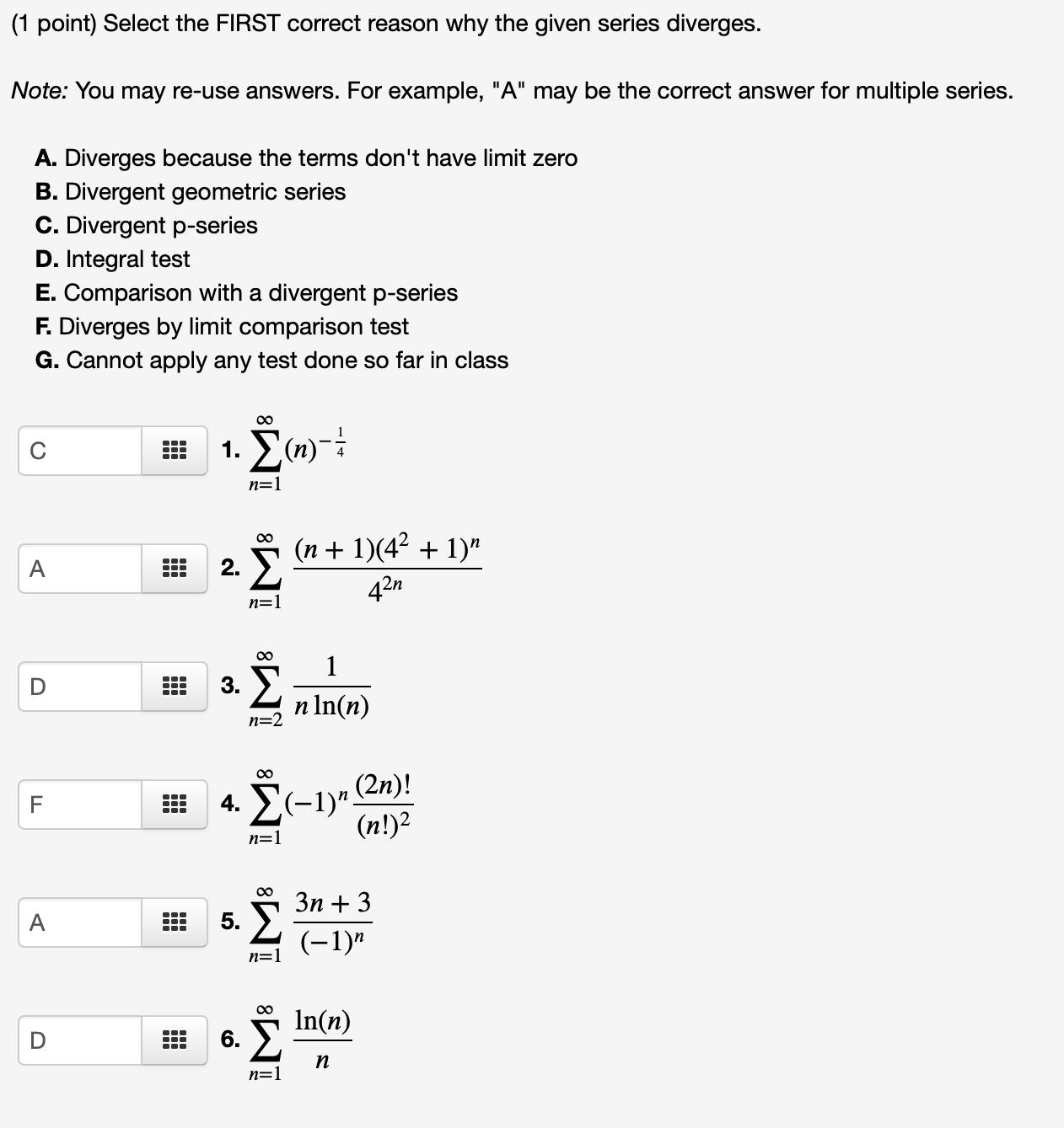 Solved (1 point) Select the FIRST correct reason why the | Chegg.com