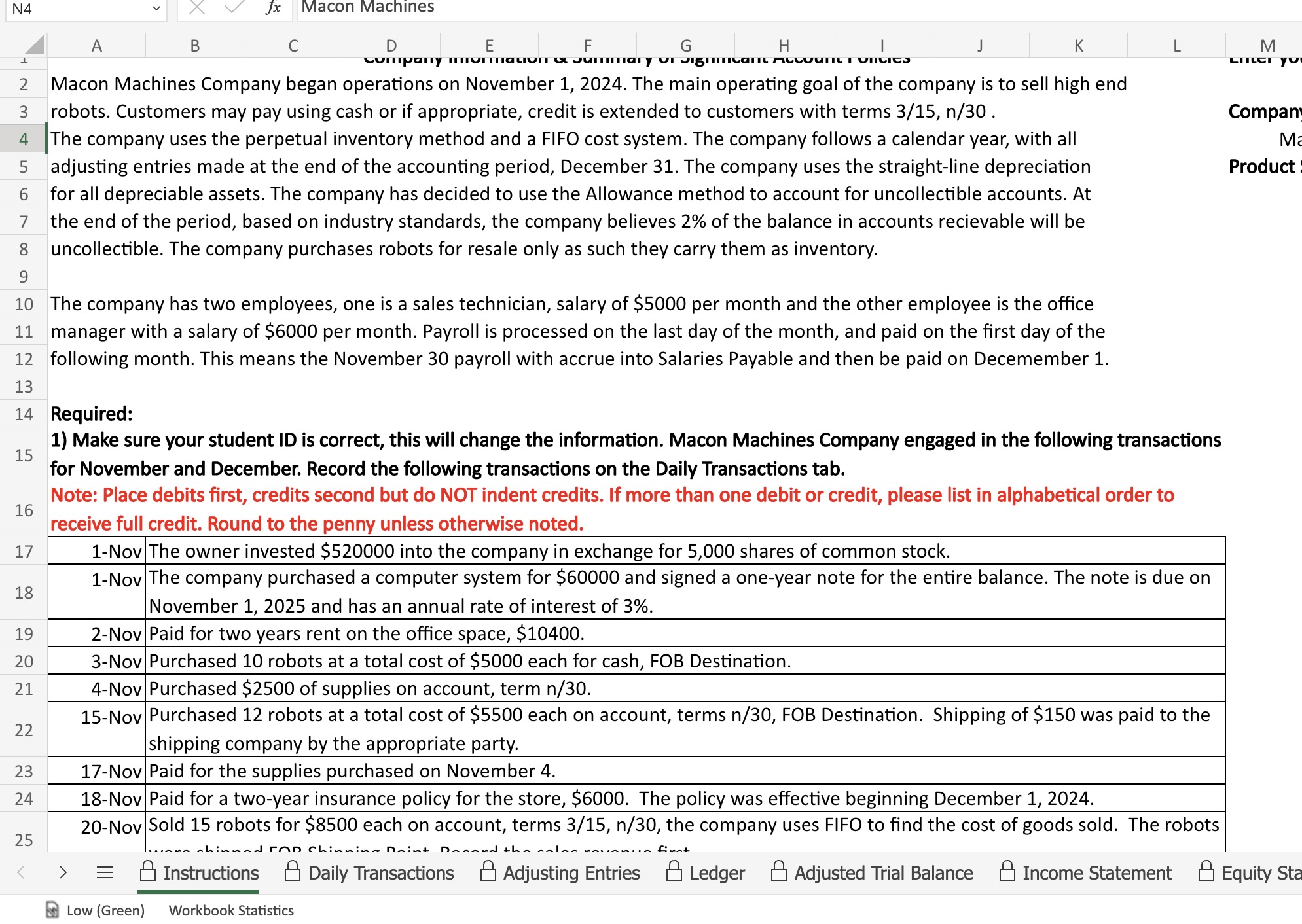 Macon Machines Company began operations on November | Chegg.com