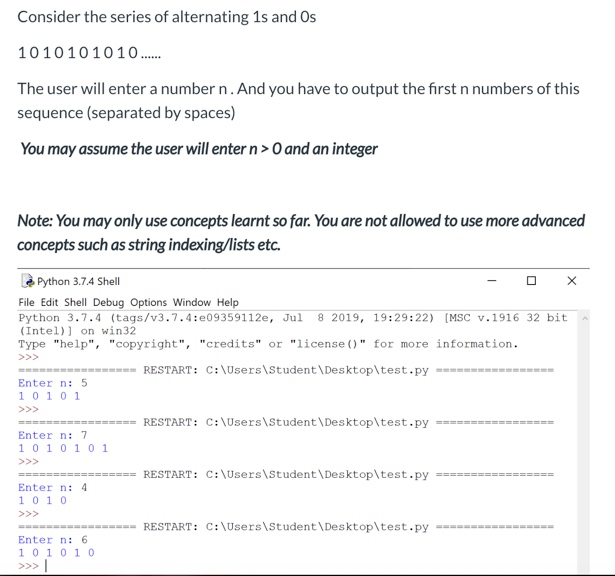 Solved Consider the series of alternating 1s and Os 10101010 | Chegg.com
