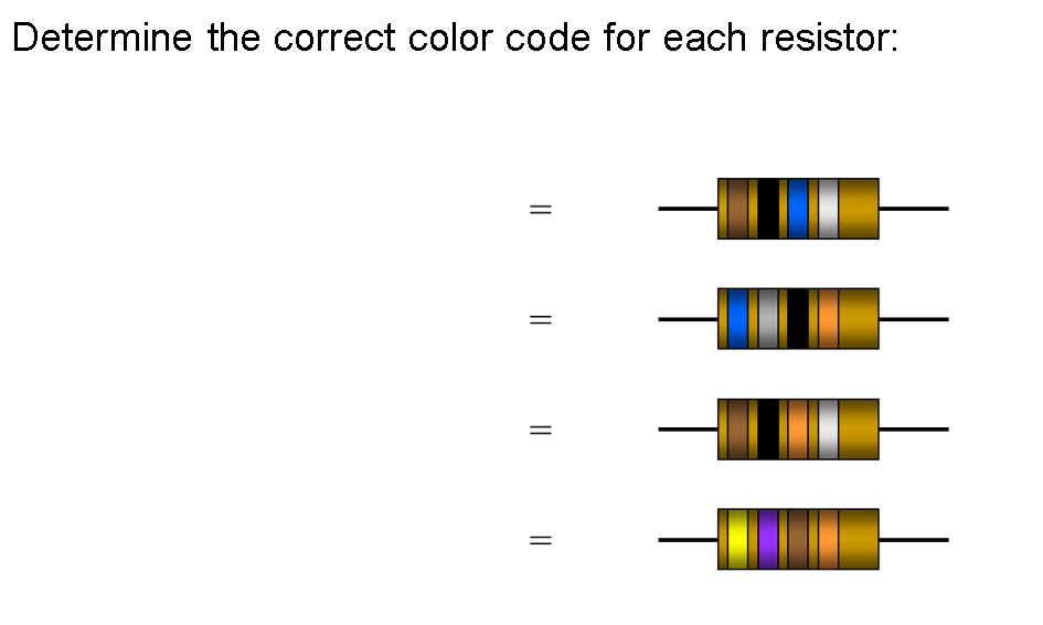 Solved Determine the correct color code for each resistor: | Chegg.com