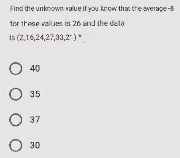 Solved Find the unknown value if you know that the average-8 | Chegg.com
