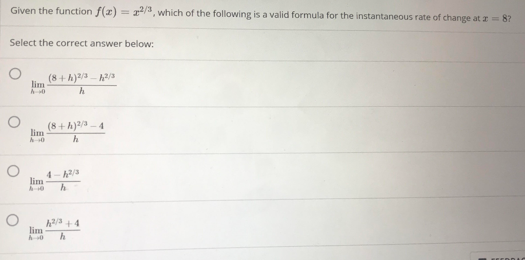 Solved Given the function f(x) x2/3, which of the following | Chegg.com