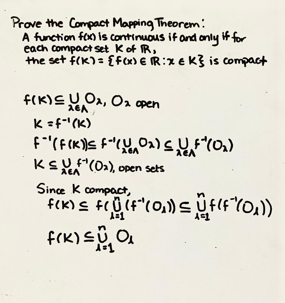 Solved Prove the Compact Mapping Theorem: A function f(x) is | Chegg.com