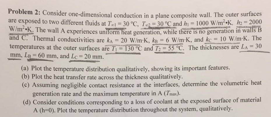 Solved Problem 2: Consider one-dimensional conduction in a | Chegg.com