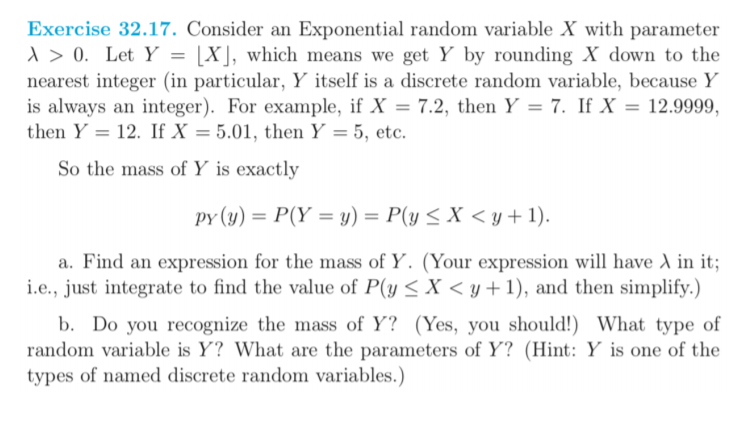 Solved Exercise 32.17. Consider an Exponential random | Chegg.com