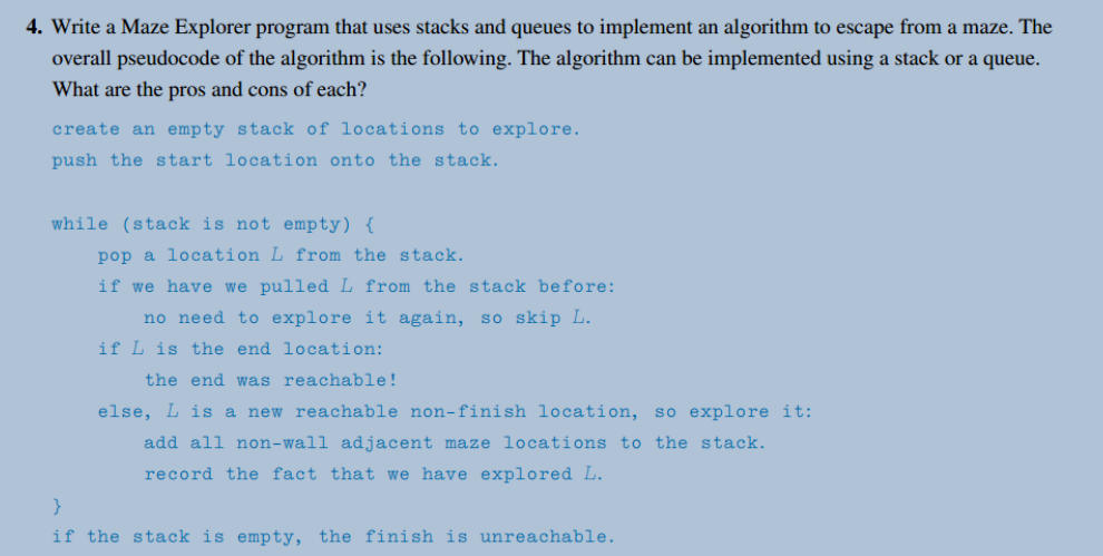 Solved 4. Write a Maze Explorer program that uses stacks and | Chegg.com
