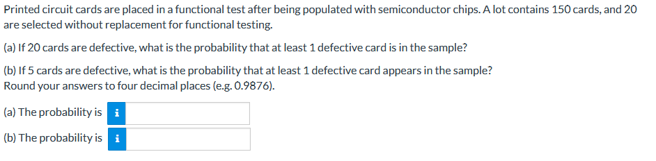 Solved Printed circuit cards are placed in a functional test | Chegg.com