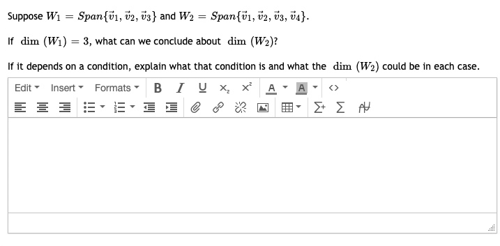 Solved Suppose W1 Span{v1, v2, v3} and W2 = Span{úi, v2, 73, | Chegg.com