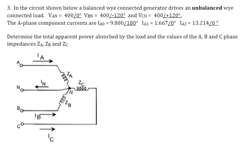Solved 3. In the circuit shown below a balanced wye | Chegg.com