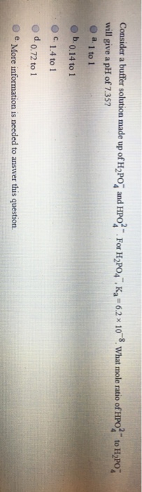 Solved Consider a buffer solution made up of H2PO4 and HPO. | Chegg.com
