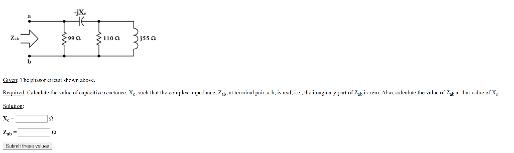 Solved 3999 31100 3355 Given: The phasor circuit shown | Chegg.com