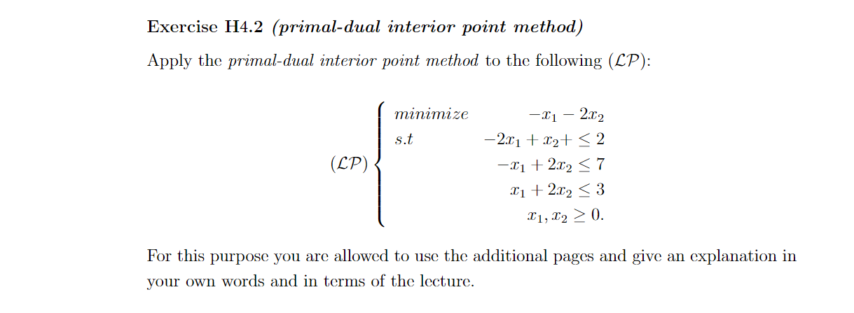 Solved Exercise H42 Primal Dual Interior Point Method 