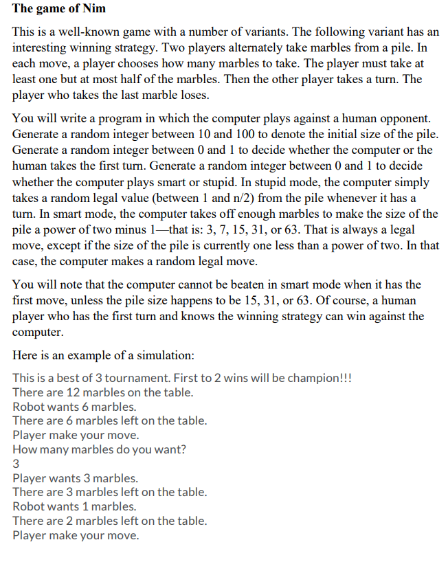 Solved The game of Nim This is a well-known game with a | Chegg.com