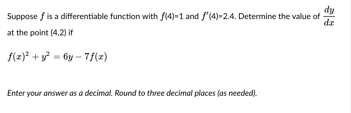 Solved Suppose f ﻿is a differentiable function with f(4)=1 | Chegg.com